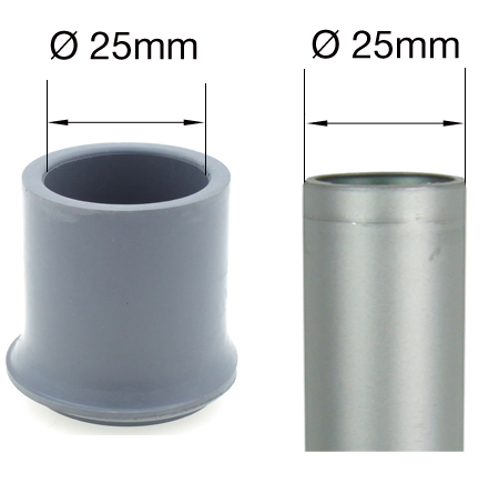25mm (1") Rounded Domed Based Grey Rubber Ferrule
