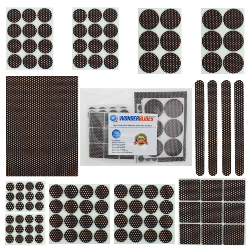 Assorted Of 106 x Non Slip Furniture Self Adhesive Felt Pads
