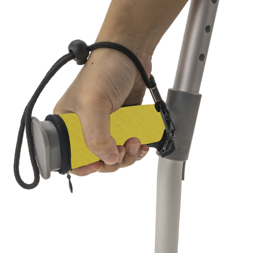 Soft Neoprene Crutch Grip Handle Covers With Wrist Strap - Yellow